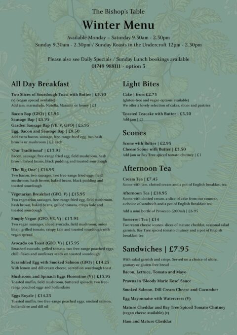 Bishop's Table Café at The Bishop's Palace, Wells