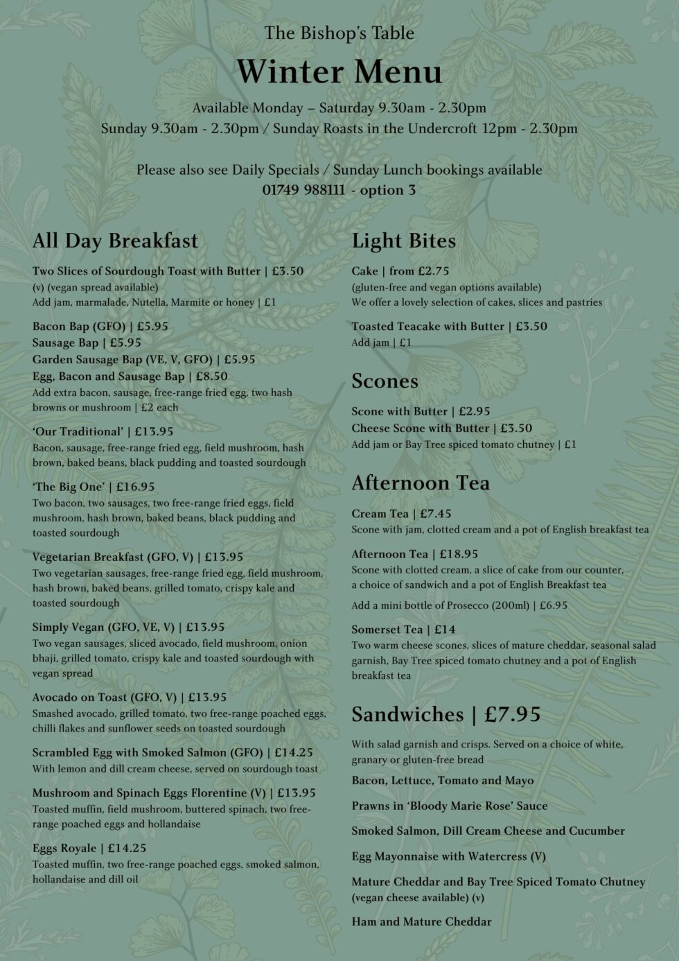 Bishop's Table Café at The Bishop's Palace, Wells